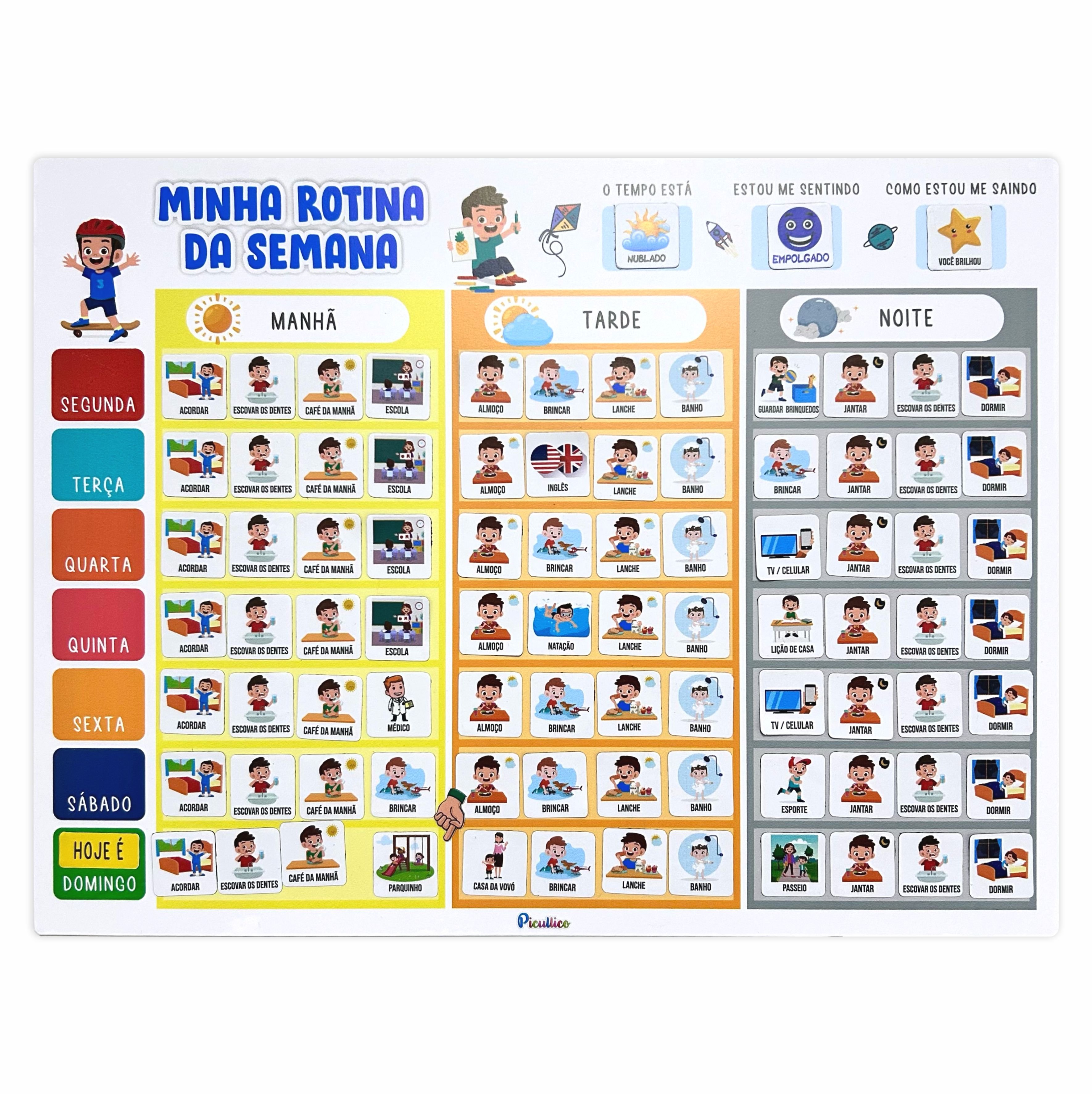 Quadro de Rotina Semanal Educativo Infantil | Picullico