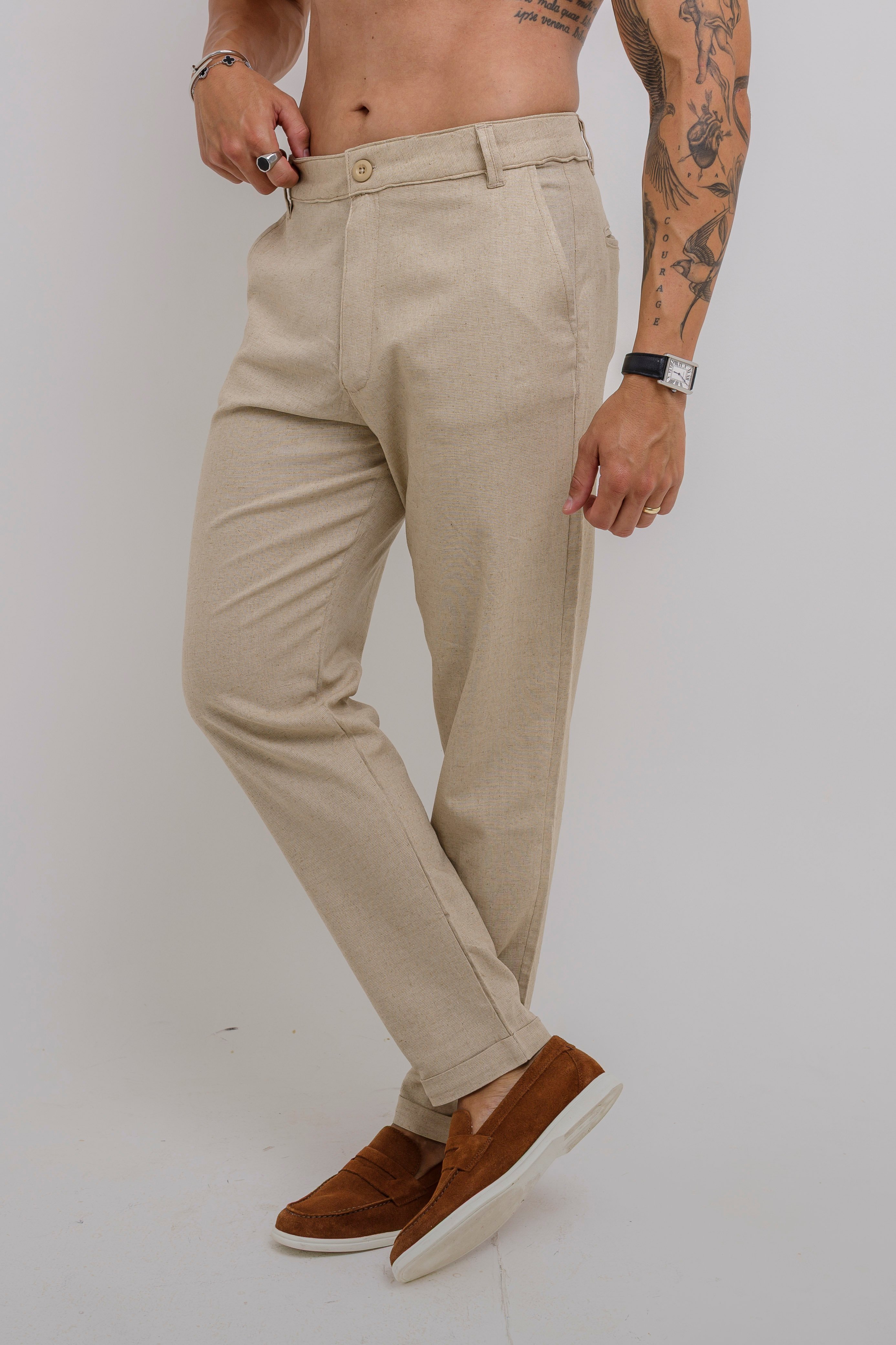 Calça Afaiataria Linho Areia | Calling