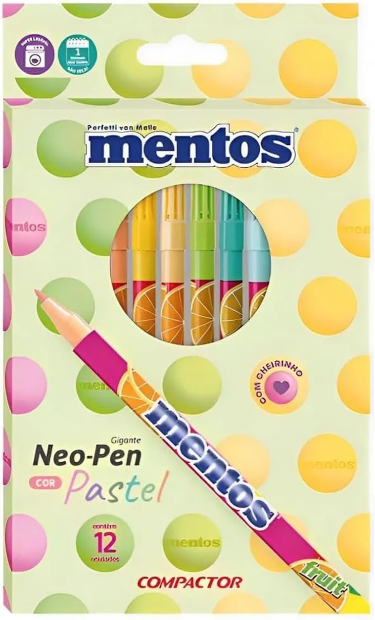 Caneta Hidrográfica Neo Pen Mentos Gigante COMPACTOR - Blister 12 Cores ...