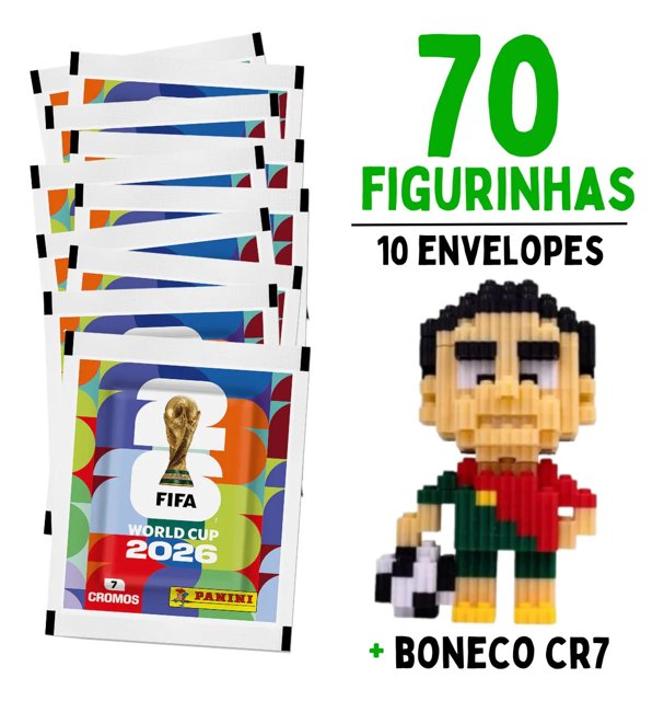 Kit Brinquedo Blocos de montar Cristiano Ronaldo CR7 + 70 Figurinha ...