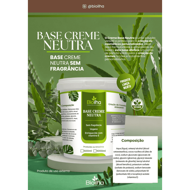 Base Neutra 1000 ml | bioilha atacado