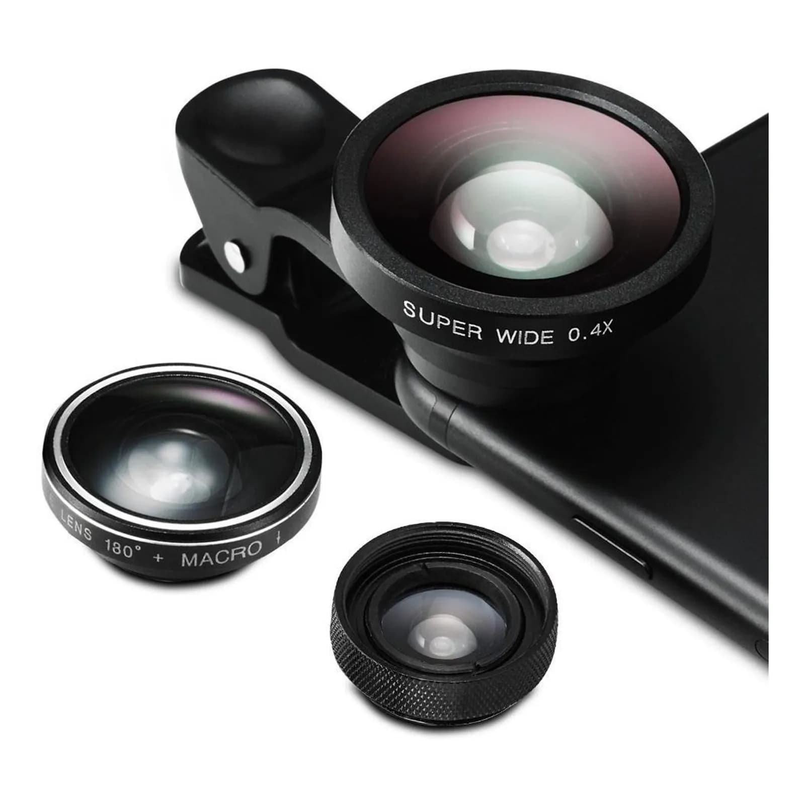 Lentes de câmera para iPhone 3 em 1: Micro, Fish Eye e Wide Black ...