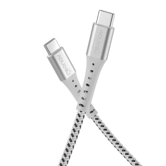 Cabo USB-C para USB-C em Nylon Trançado de 1.2m Geonav – Branco | iSafe ...