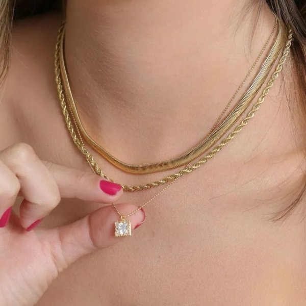 MIX DE 3 COLARES - OURO 18K | Fio Dourado Semijoias