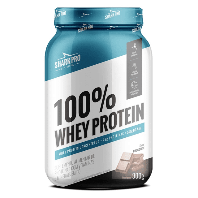 100% WHEY PROTEIN SHARK PRO CHOCOLATE POTE - 900G | Fúria Suplementos