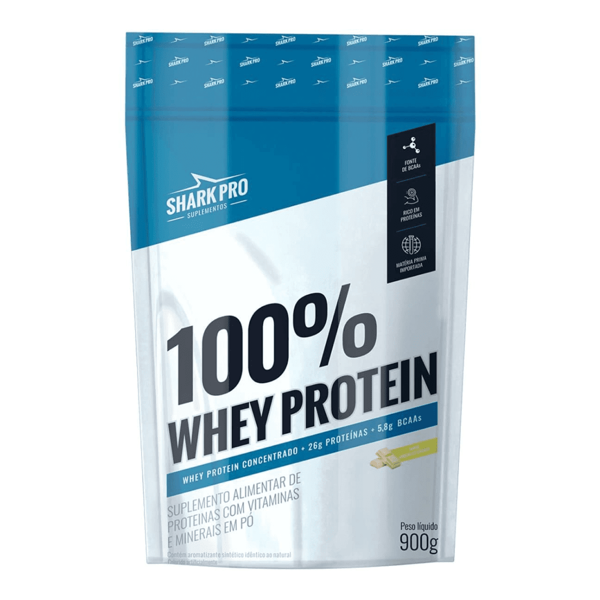 WHEY PROTEIN SHARK PRO CHOCOLATE BRANCO REFIL - 900G | Fúria Suplementos