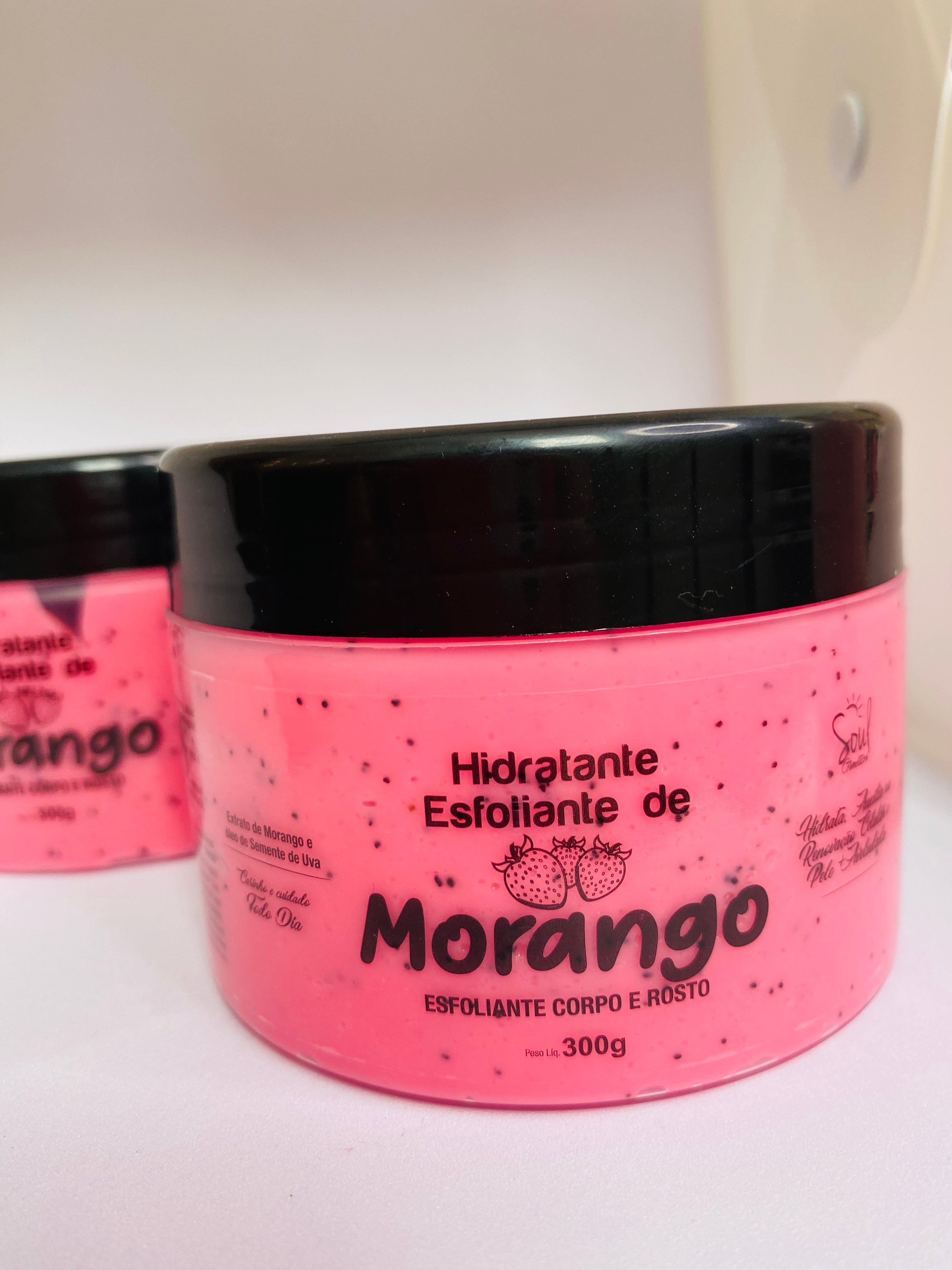 HIDRATANTE ESFOLIANTE CORPO E ROSTO -MORANGO 300g Soul Cosméticos | Poly.sexshop