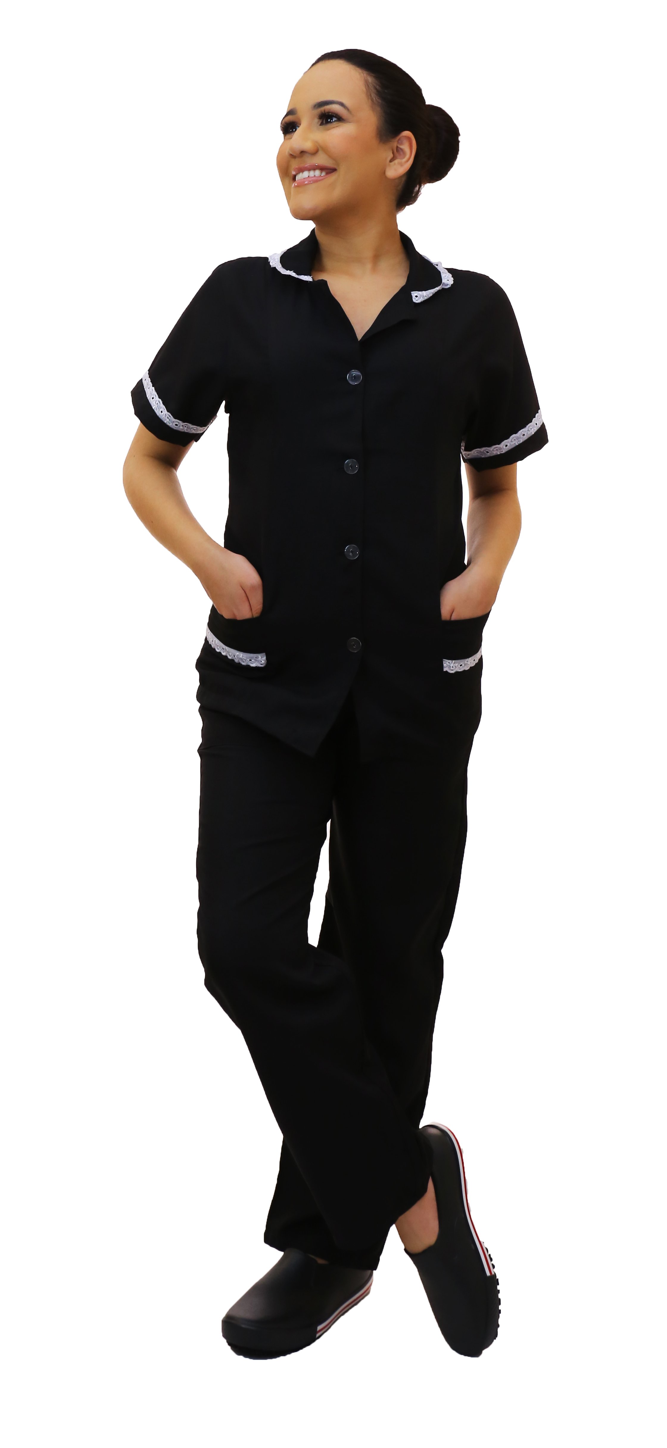 Conjunto Copeira Oxford Preto – Resistente ao Cloro | MWT Uniformes ...