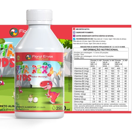 Vitamina Vita Rex Kids Morango 250ml | Floral Ervas | Floral Ervas