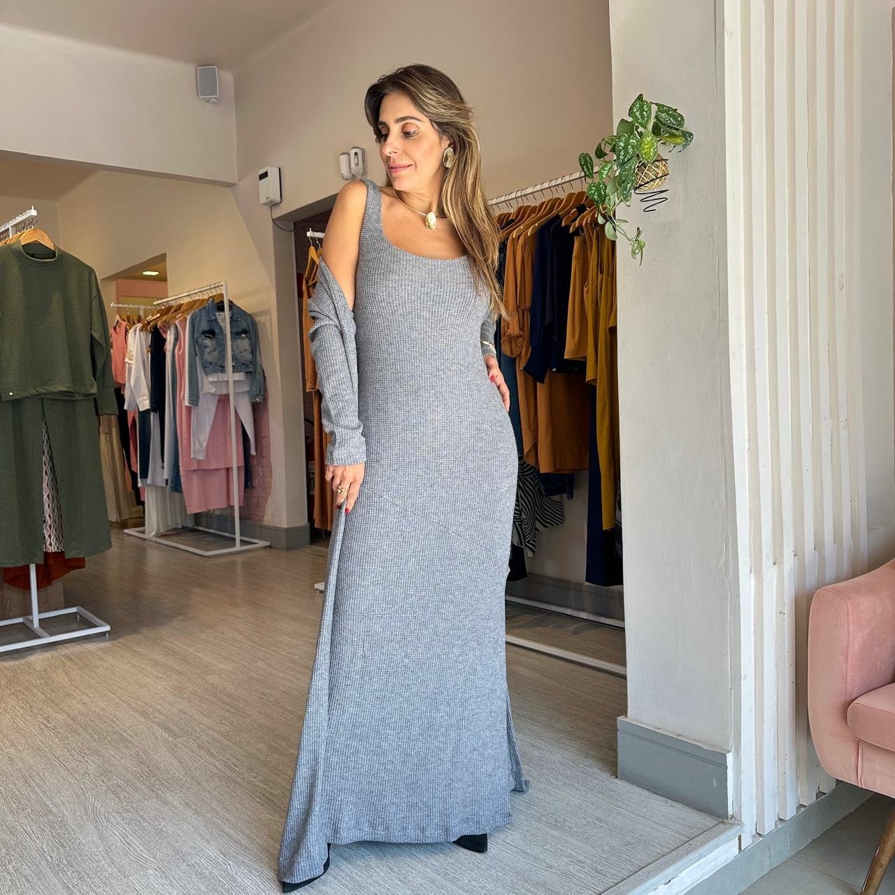 Vestido longo em tricô *100108 | By Carol Assunção