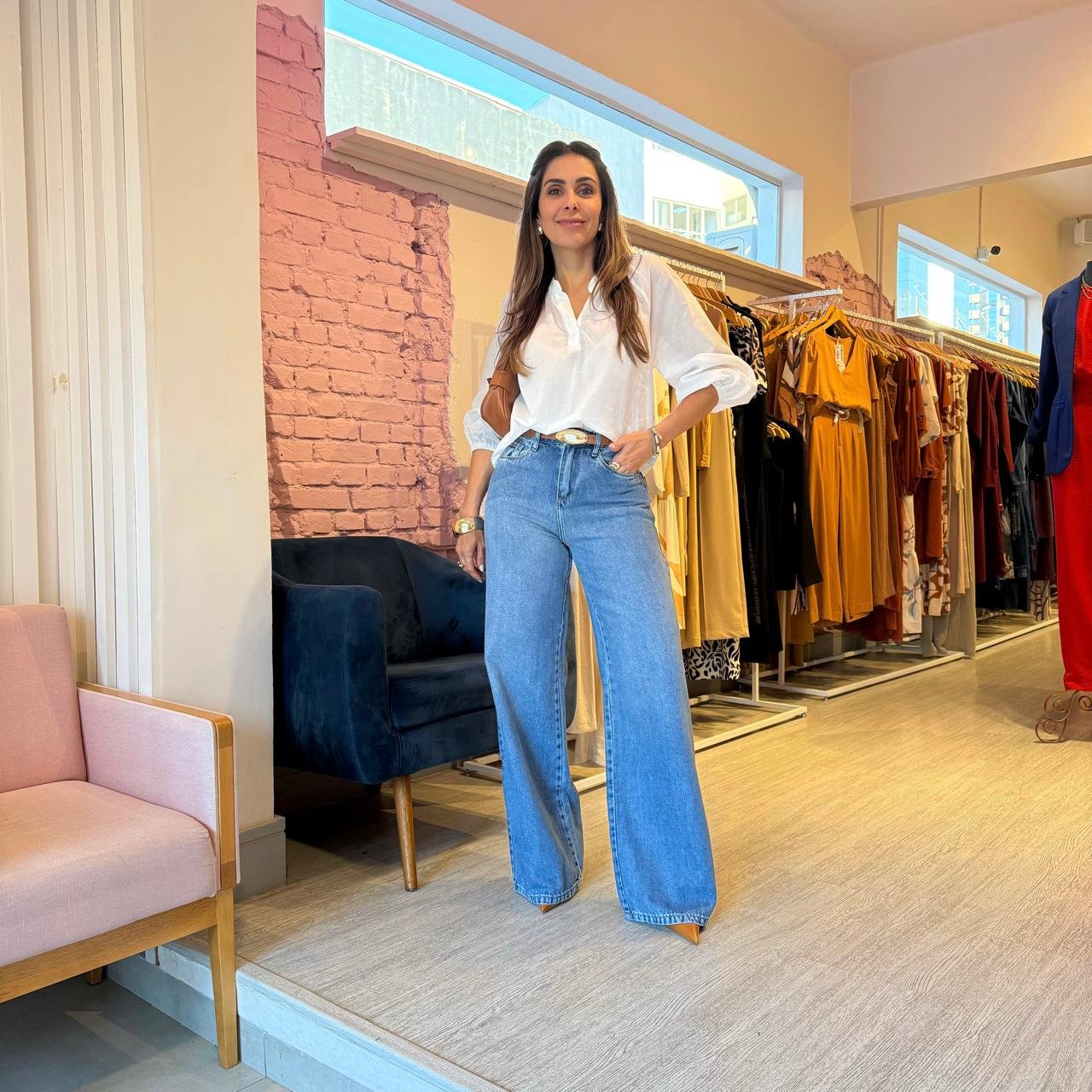 Calça jeans pantalona *205441 | By Carol Assunção
