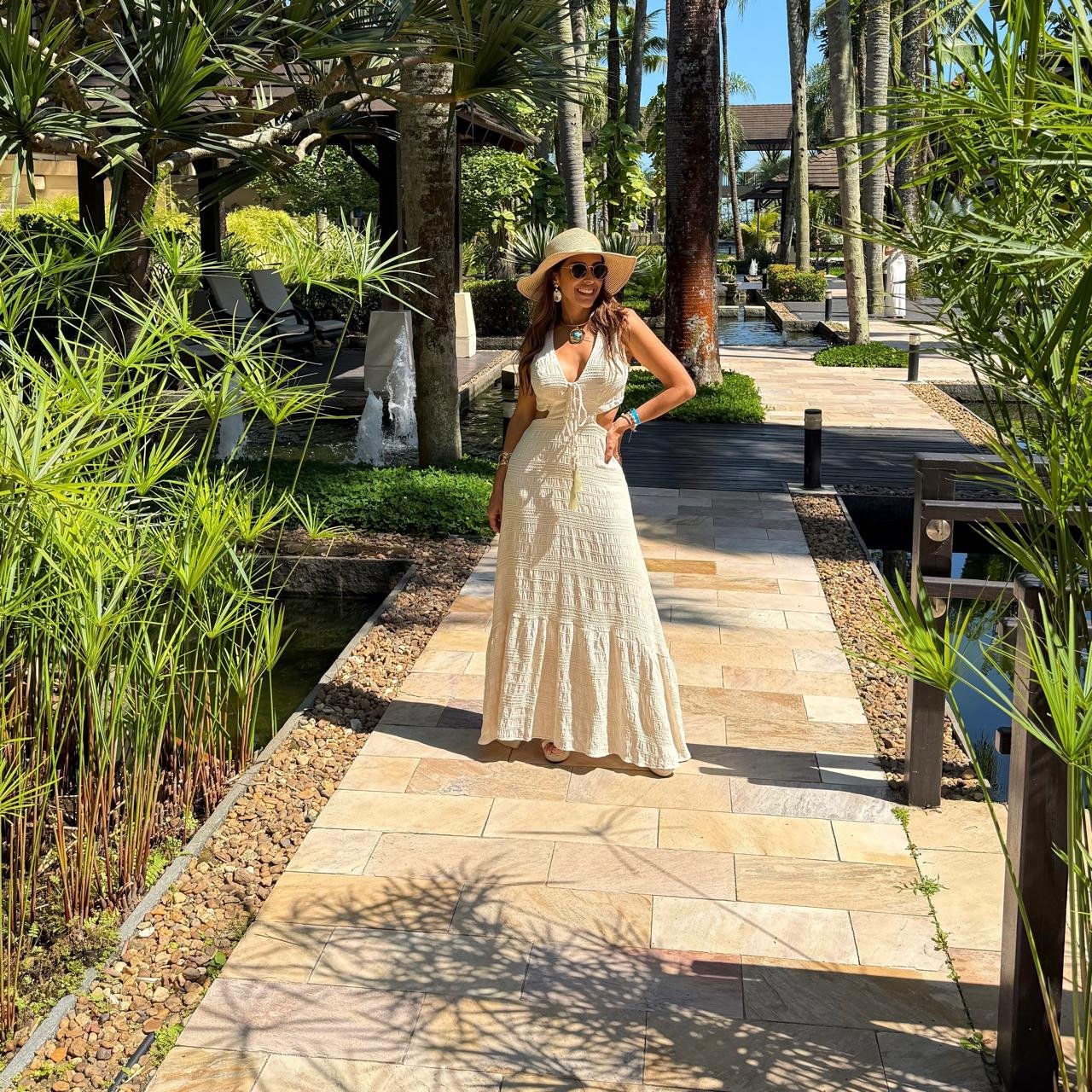 Vestido longo em viscose texturizada *100283 | By Carol Assunção