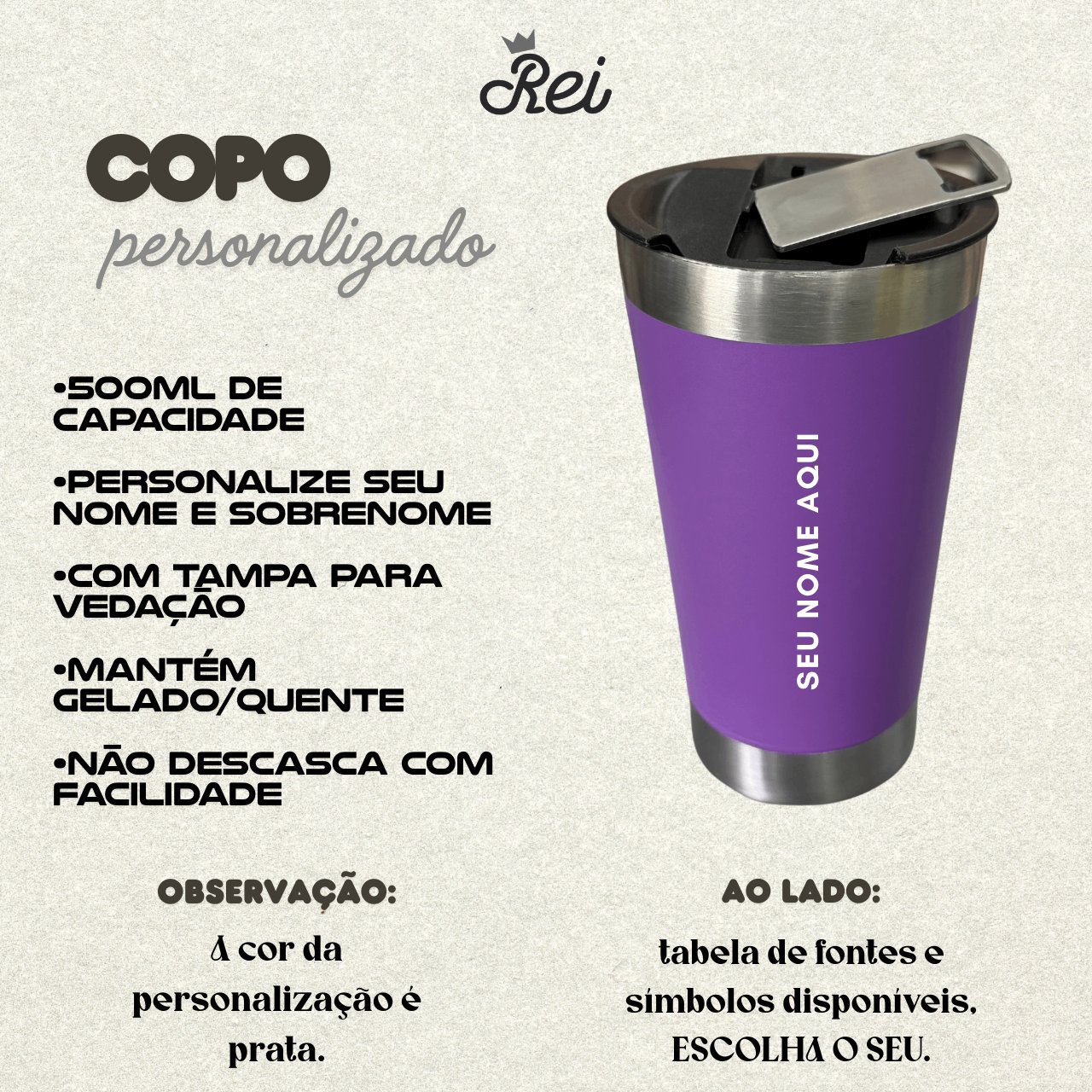 COPO TÉRMICO 500ML | REI DOS IMPORTADOS