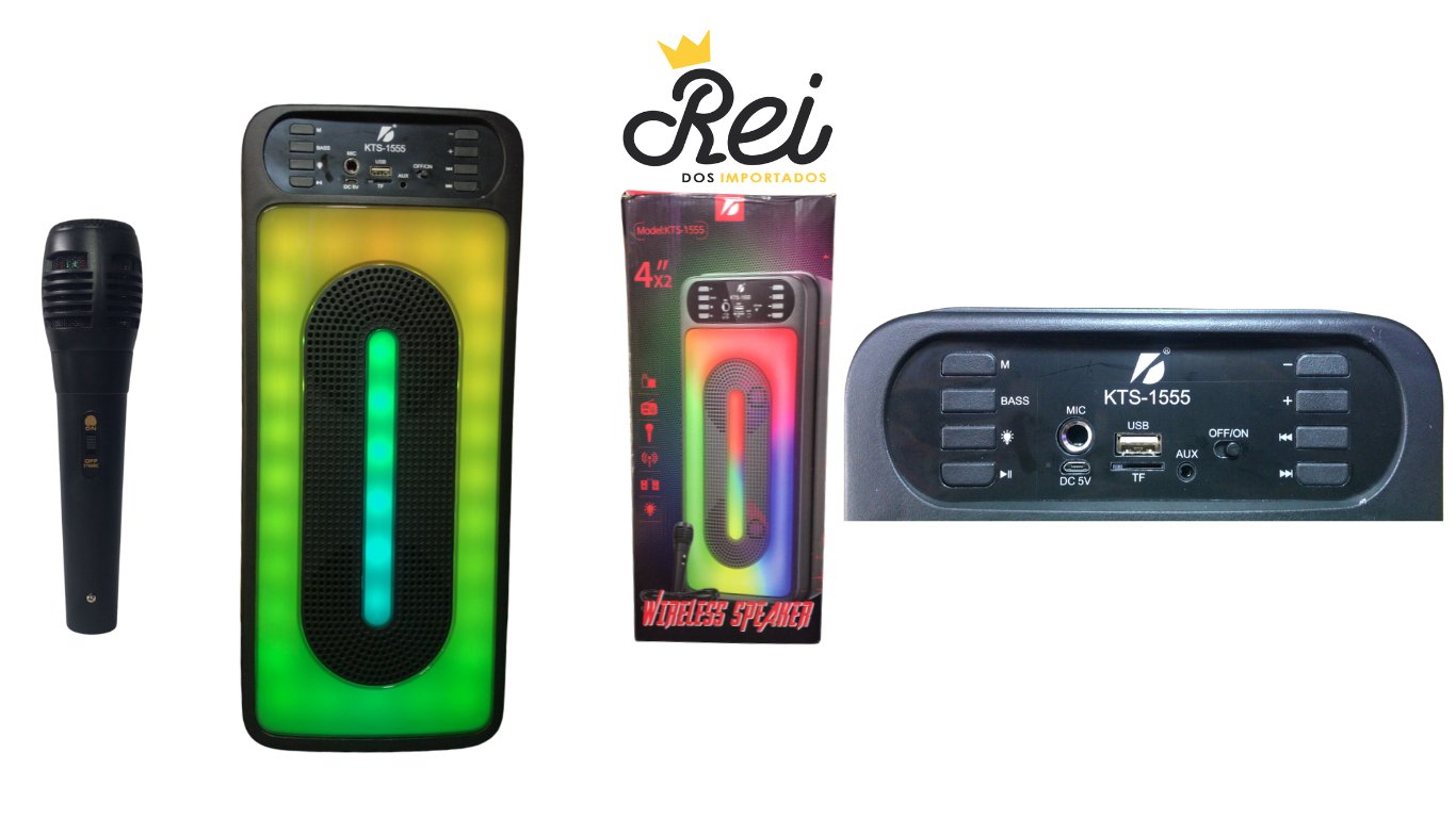 CAIXA DE SOM BLUETOOTH KTS 1555 | REI DOS IMPORTADOS