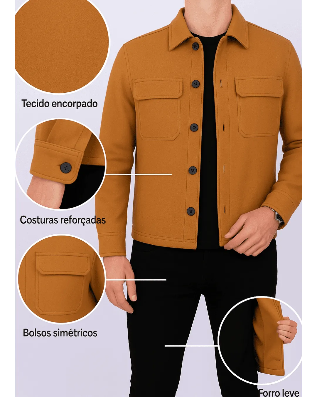 Jaqueta Overshirt Lã Batida Hellik | Hellik Store