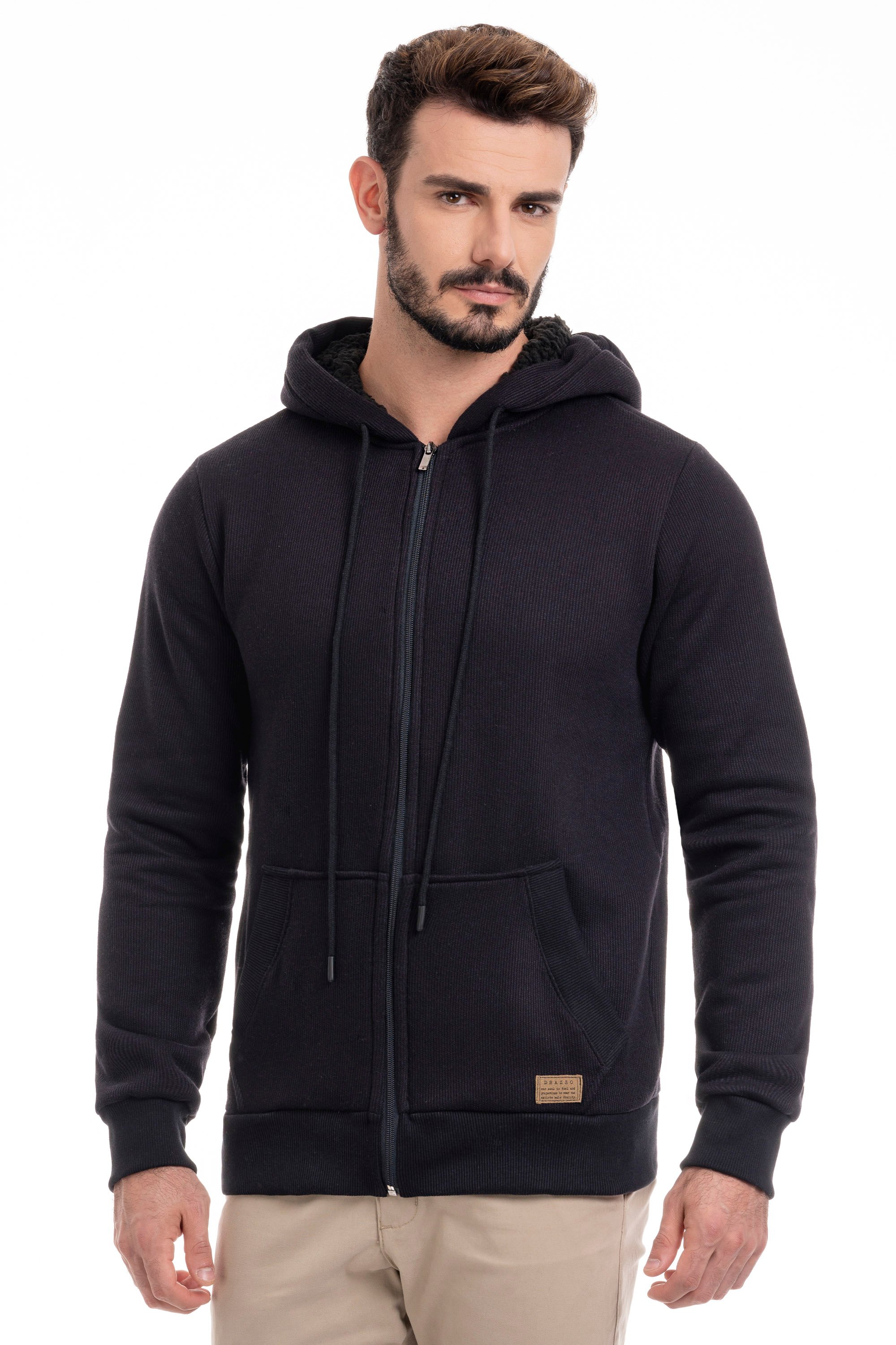 Jaqueta de Moletom Texturizada Preta | Hellik Store