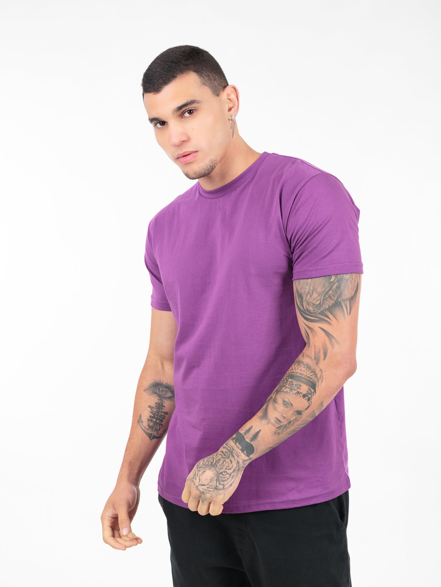 Camiseta 100% Algodão Penteado Roxa | Camisetas Mikonos
