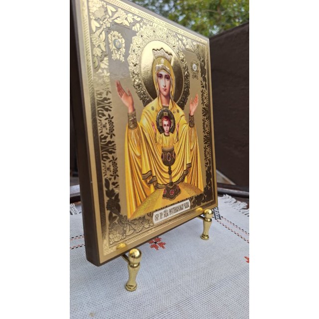 Ícone Cálice Inexaurível 18x15 cm com relevo dourado | Philokalia Ícones