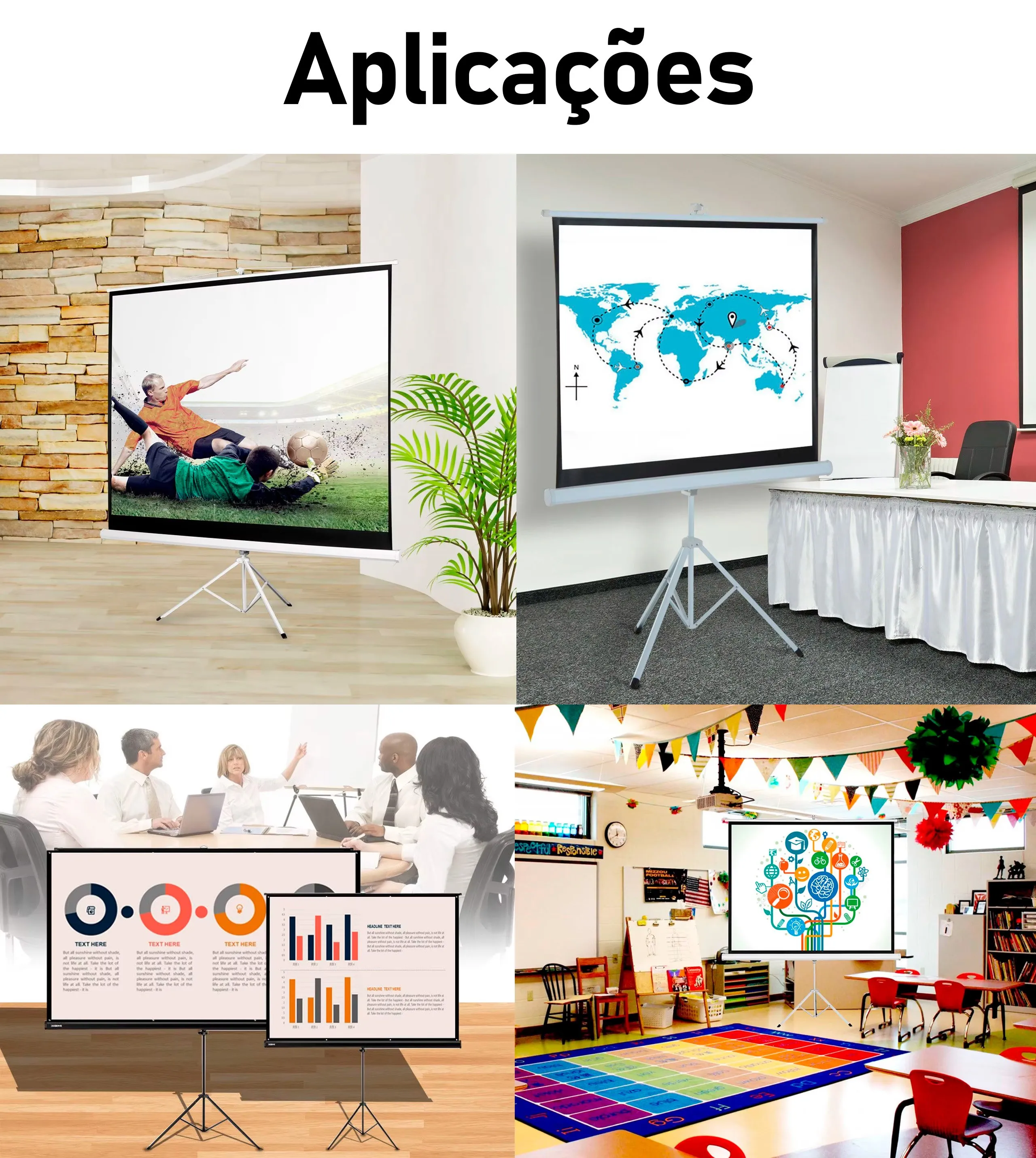 Tela de Projeção Tripé TBTPS80 (200 x 200 cm) | Techlumens