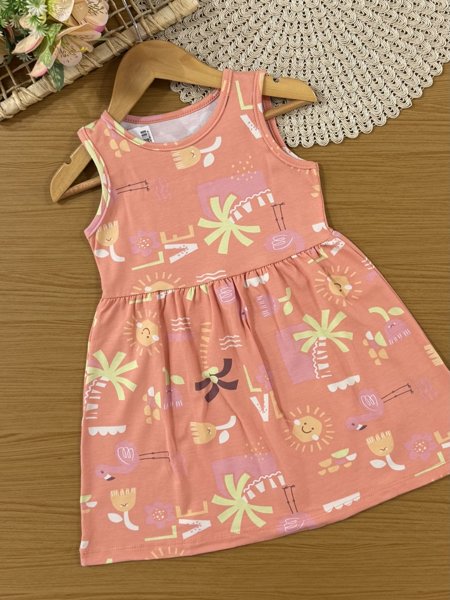 Vestido Infantil Elian Laranja Tropical | Love Box Moda Infantil