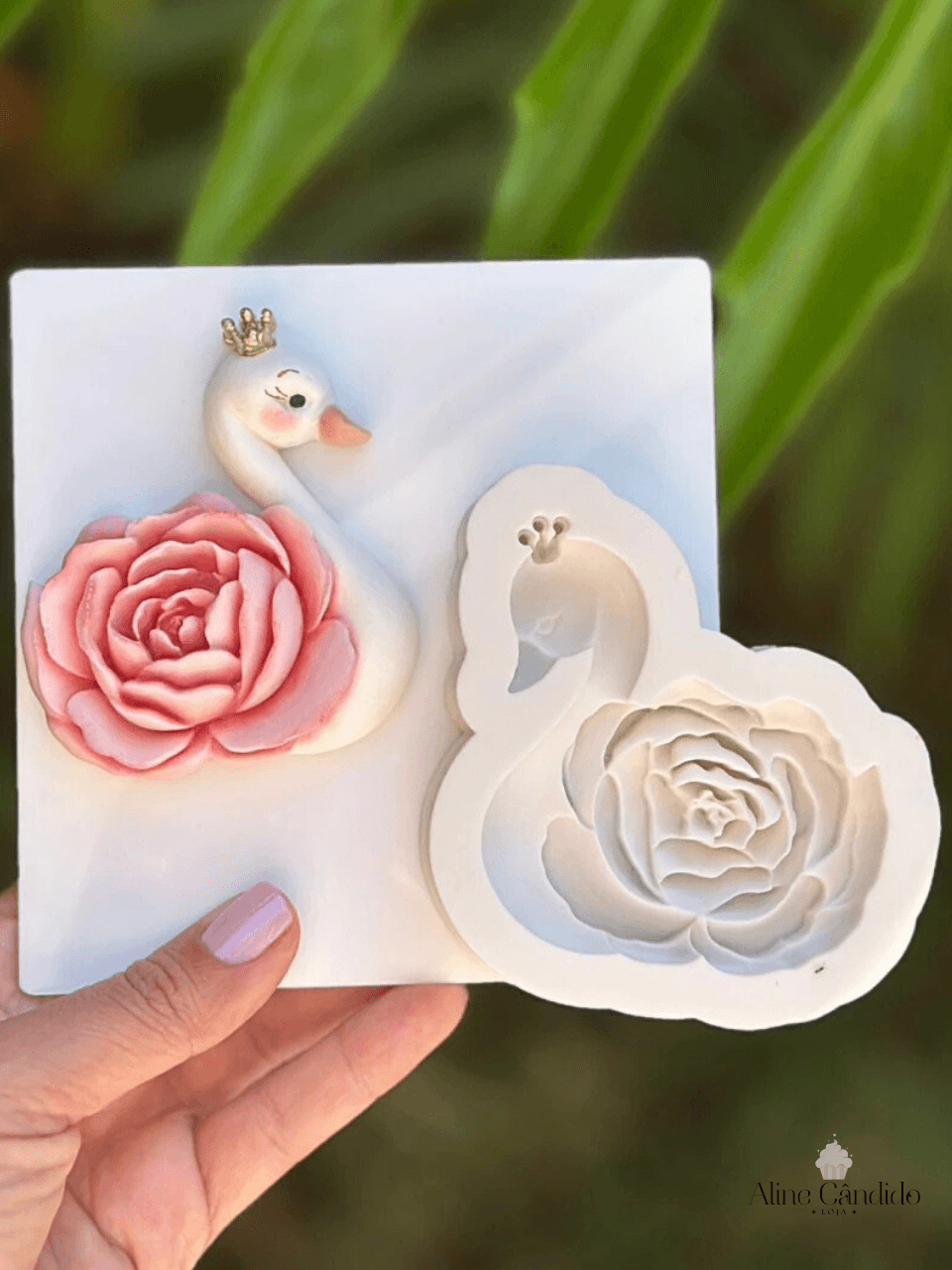 Molde Silicone Cisne com Flor | Loja Aline Candido