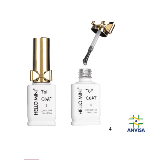 ESMALTE EM GEL TOP COAT COM GLITTER COR-04 12ML - HELLO MINI | TOP ...