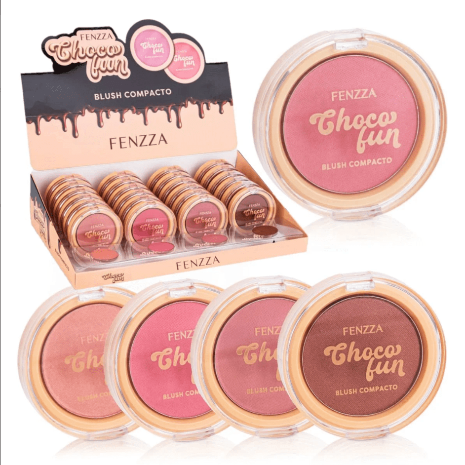 BLUSH COMPACTO CHOCO FUN (4 TONS) - FENZZA | TOP DISTRIBUIDORA