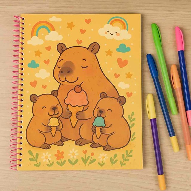 Caderno Universitário Capa Dura 1 Matéria Capivara Mood 80 folhas | Prolar