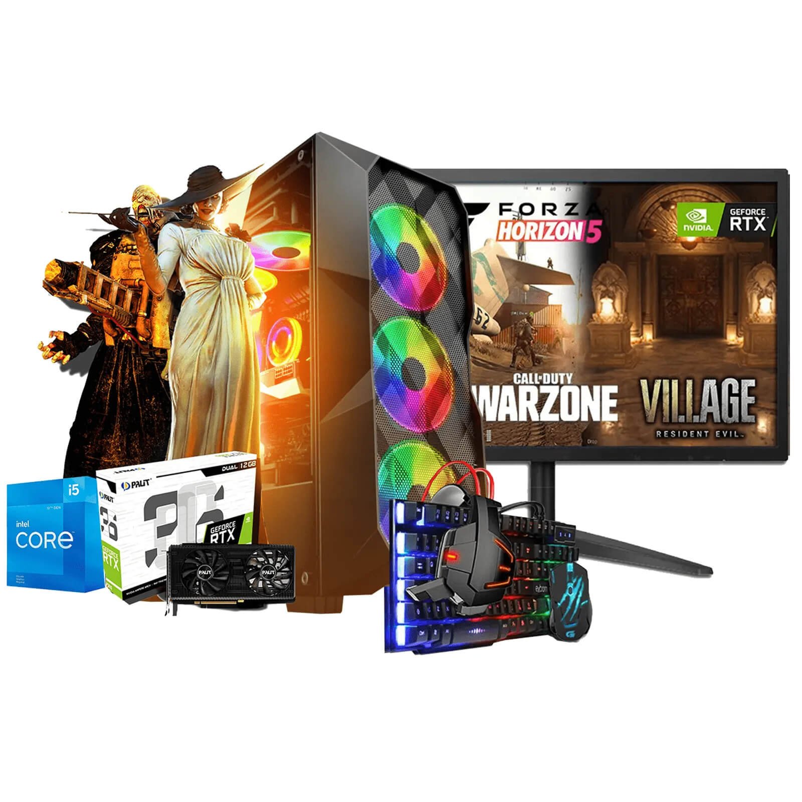 Computador PC Gamer Nível 55-B Completo Intel Core I5 12400F / 8GB DDR4 ...