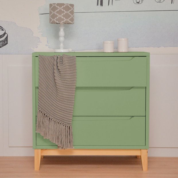 Cômoda Infantil 3 Gavetas - Coleção Amor Perfeito Verde | Divicar ...