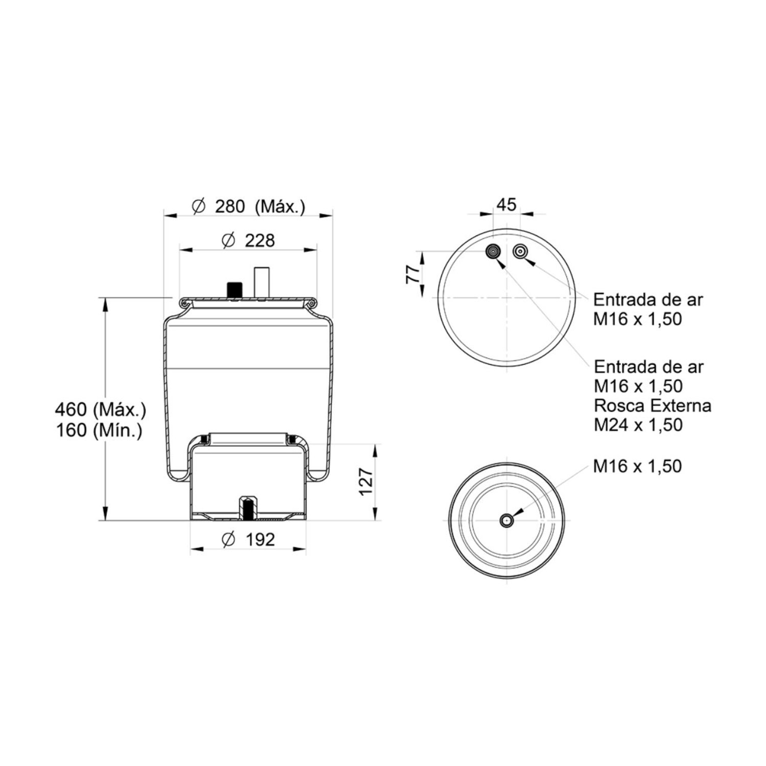 Conjunto Mola Pneumática para Suspensão de Eixo com Base,com Sensor ...