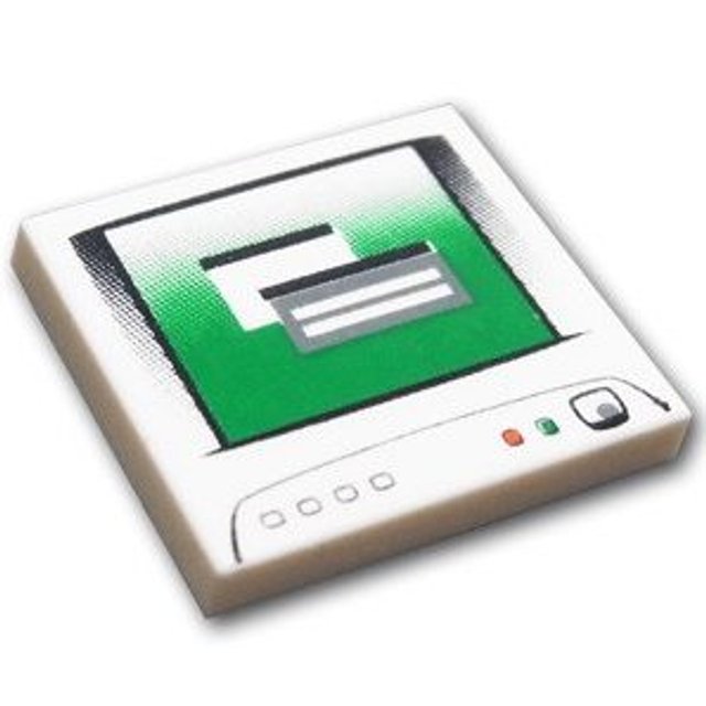 Lego Tile 2x2 c/ Monitor de Computador Impresso - Branco - PN 46502 ...