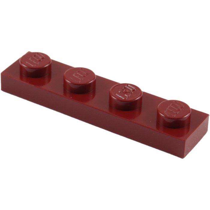 Lego Plate 1x4 - Vermelho Escuro - PN 3710 / CN 4539061 | Techbricks