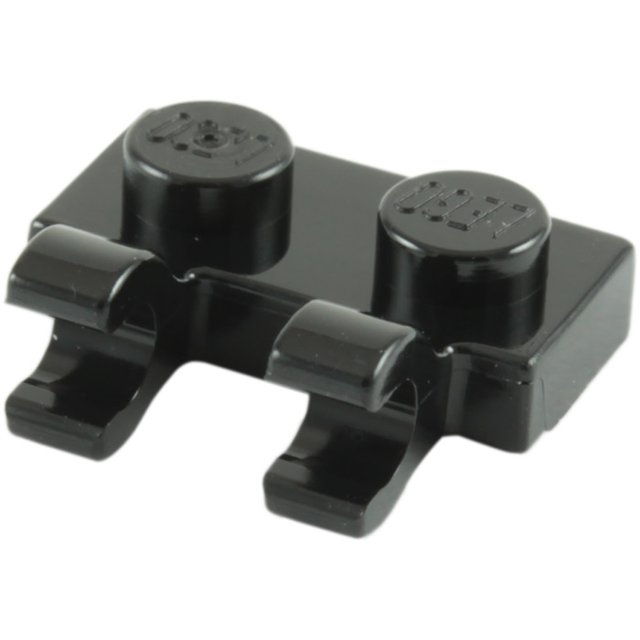 Lego Plate 1x2 c/ 2 clips - Preto - PN 60470 / CN 4556158 | Techbricks