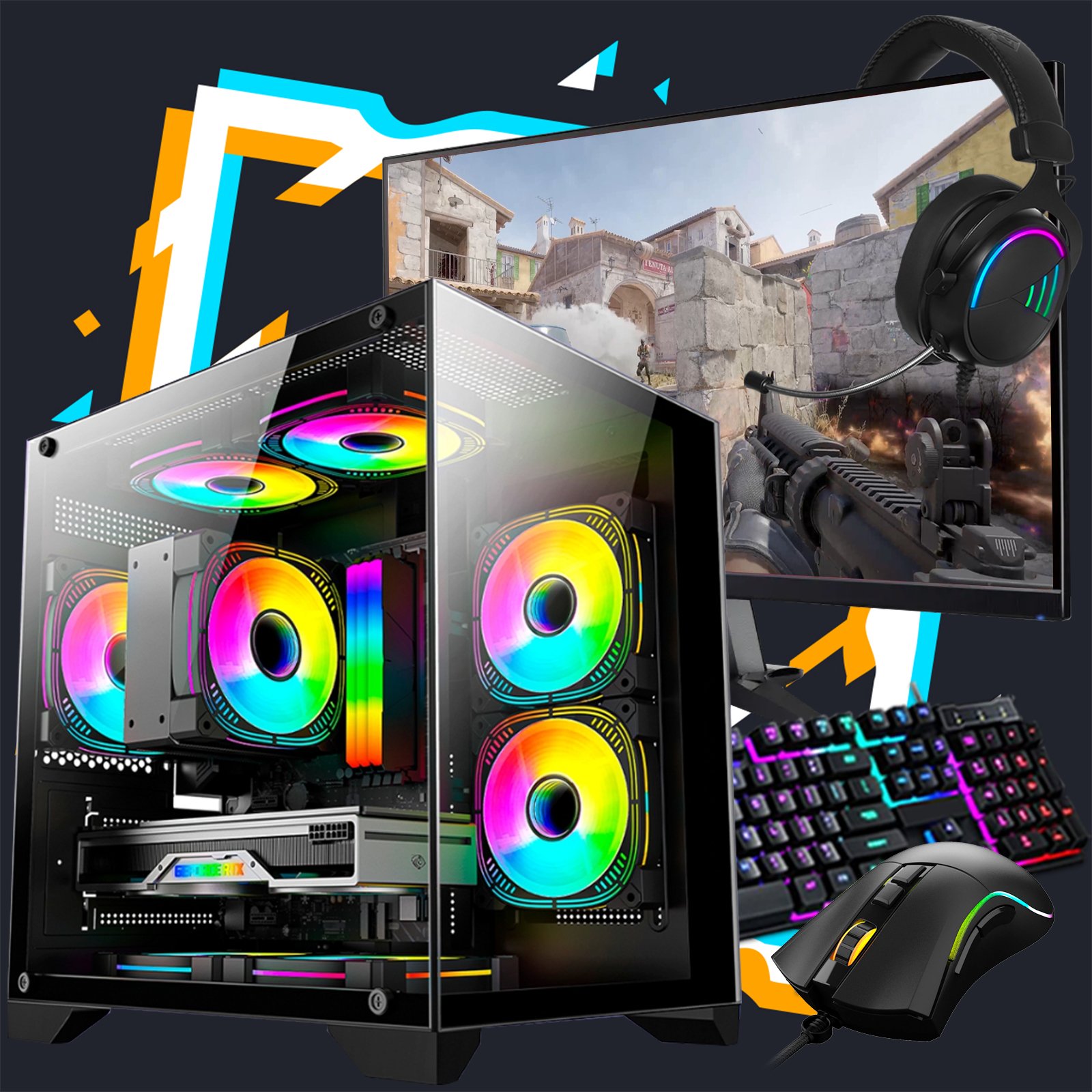 Pc Gamer Nebula Completo / AMD Ryzen 5 5500 / 16GB DDR4 / Radeon RX 580 ...