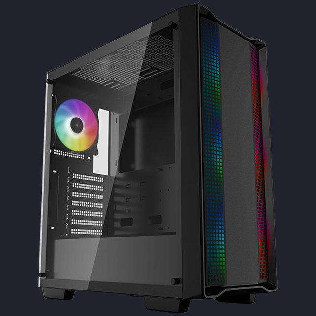 Gabinete Gamer DeepCool CC560 FS C/ 4 Fans Rainbow - Preto | StudioPC