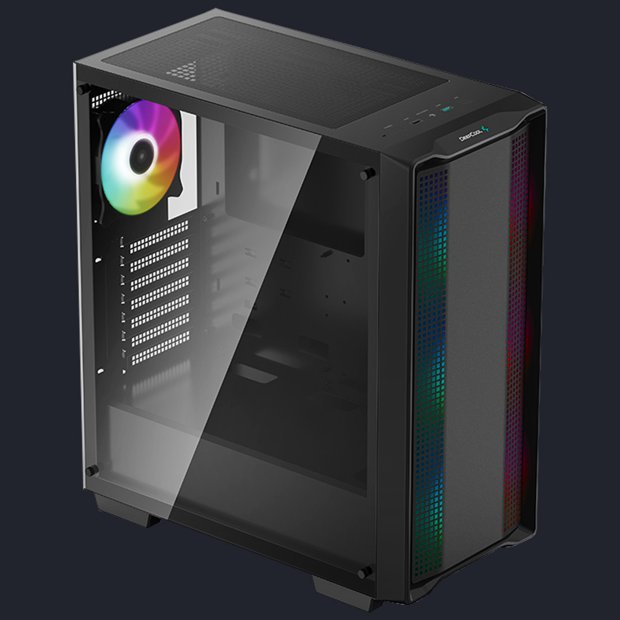 Gabinete Gamer DeepCool CC560 FS C/ 4 Fans Rainbow - Preto | StudioPC