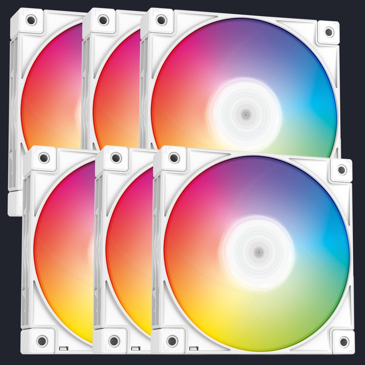 Kit 6 Cooler Fan ARGB DeepCool FC120 120MM - Branco | StudioPC