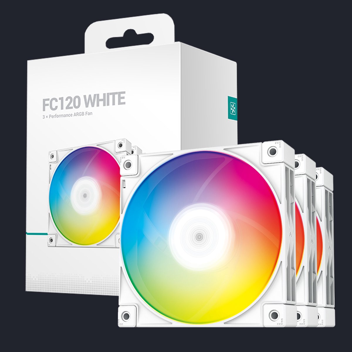 Kit 3 Cooler Fan ARGB DeepCool FC120 120MM - Branco | StudioPC