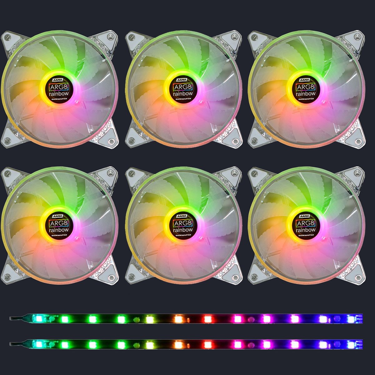 Kit 6 Cooler Fan Argb com Controlador + Fita RGB Kmex AAMA - Branco ...