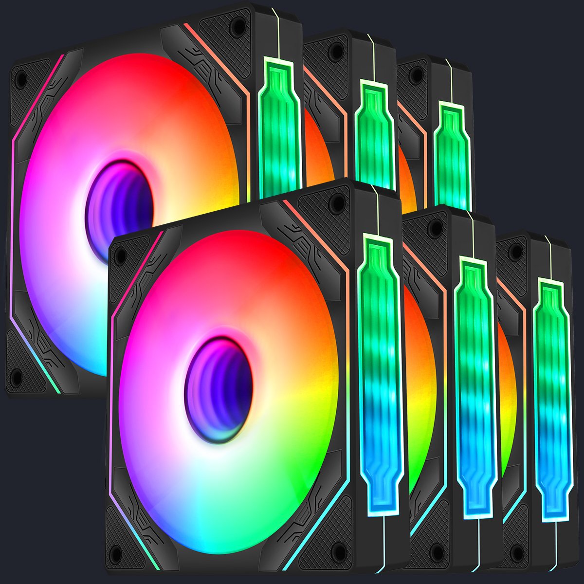 Kit 6 Cooler Fan Infinity Argb com Controlador - Preto | StudioPC
