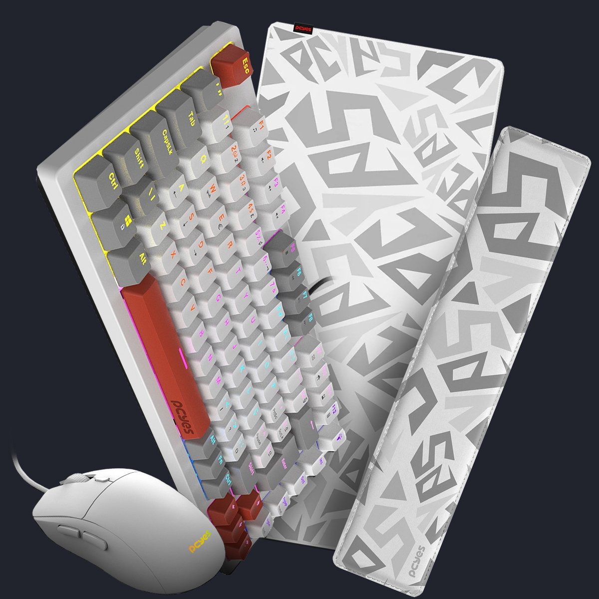 Kit Gamer PCYES Signature White, Teclado Kirin Switch Blue 75%, Mouse ...