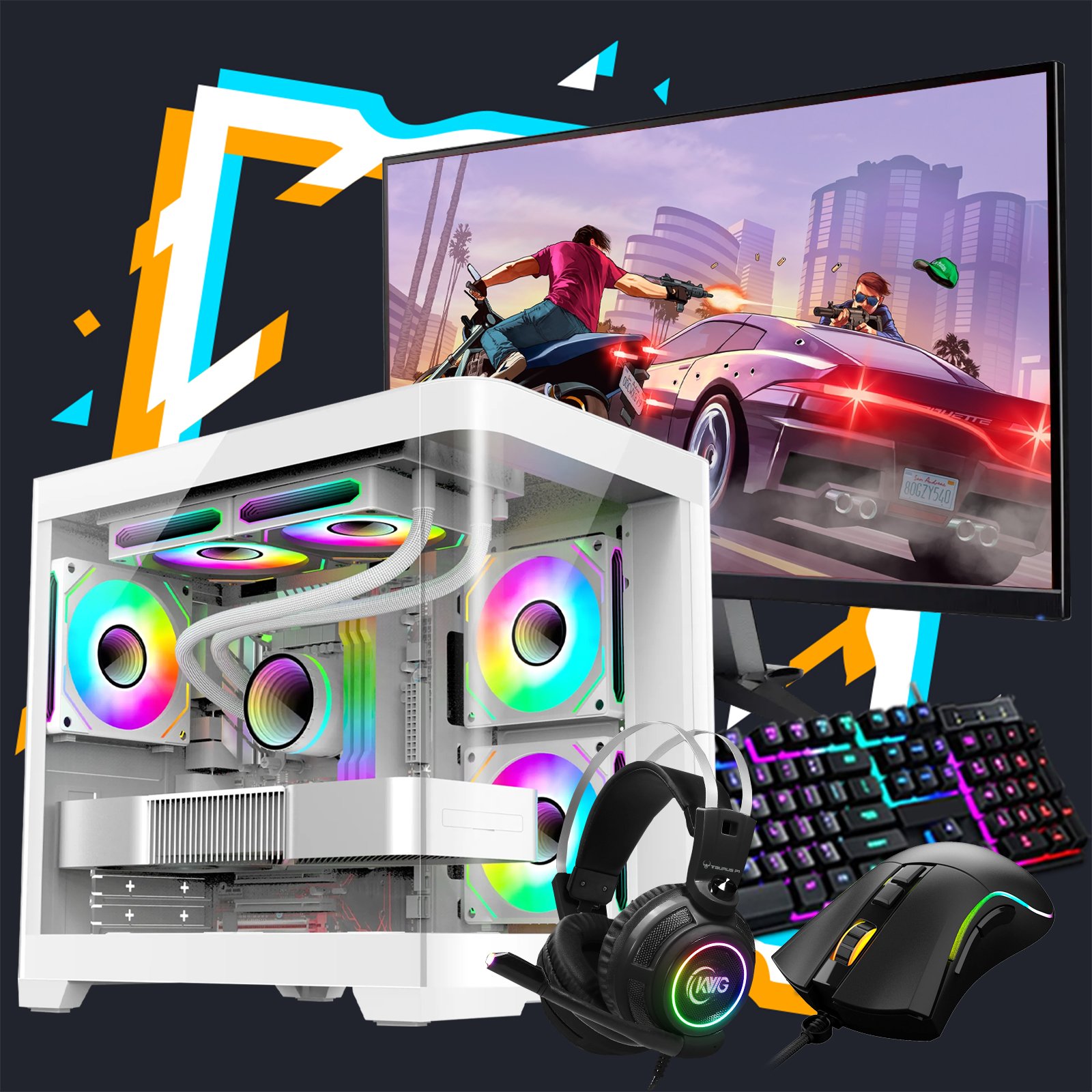 Pc Gamer Round WH Completo / Ryzen 5 5500 / 16GB DDR4 / Radeon RX 580 ...