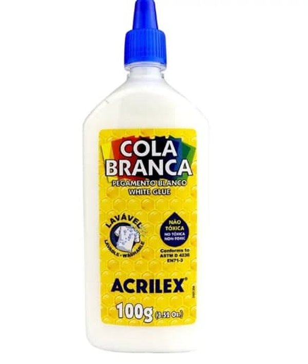 Cola Branca Acrilex 100g Lavável Líquida | Mililá Papelaria e Presentes