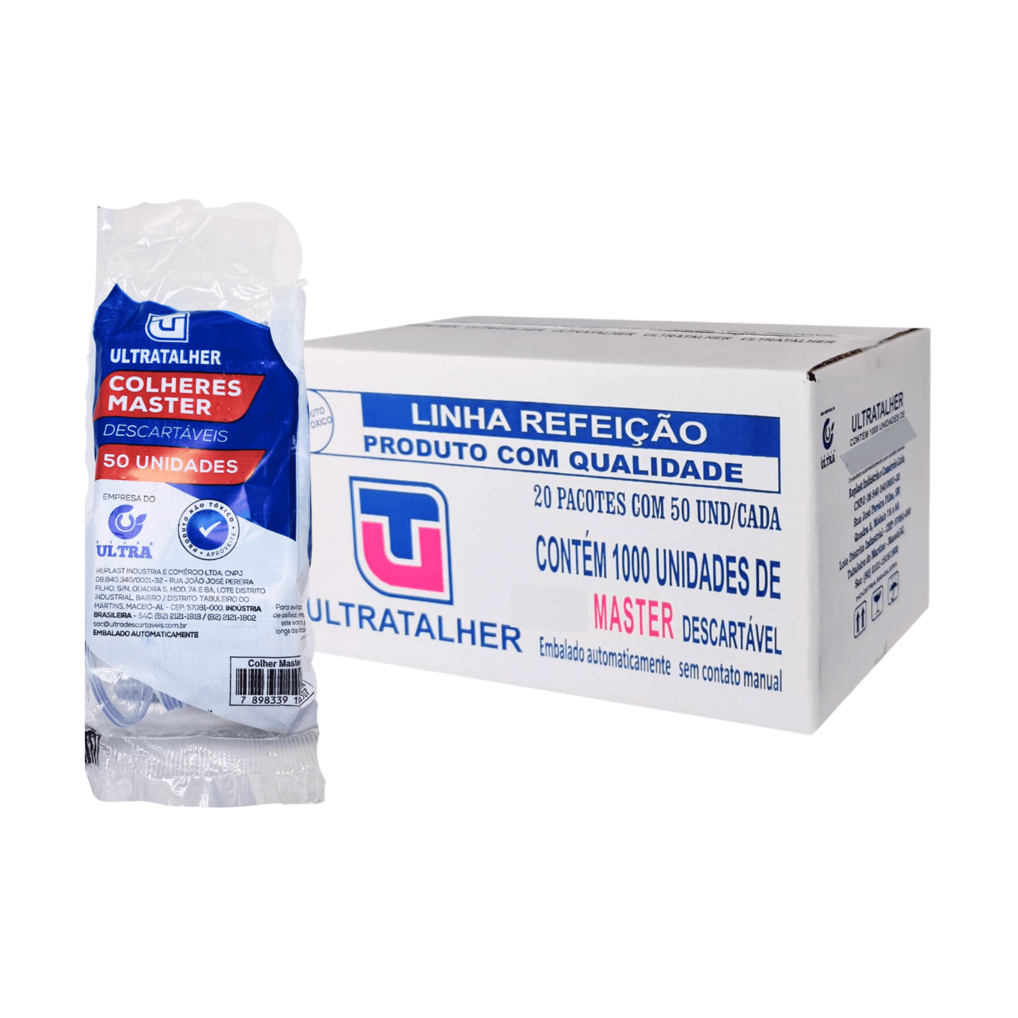 Colher Master Cristal Ultra 20pct c/ 50un - Caixa | Distribuidora Marut
