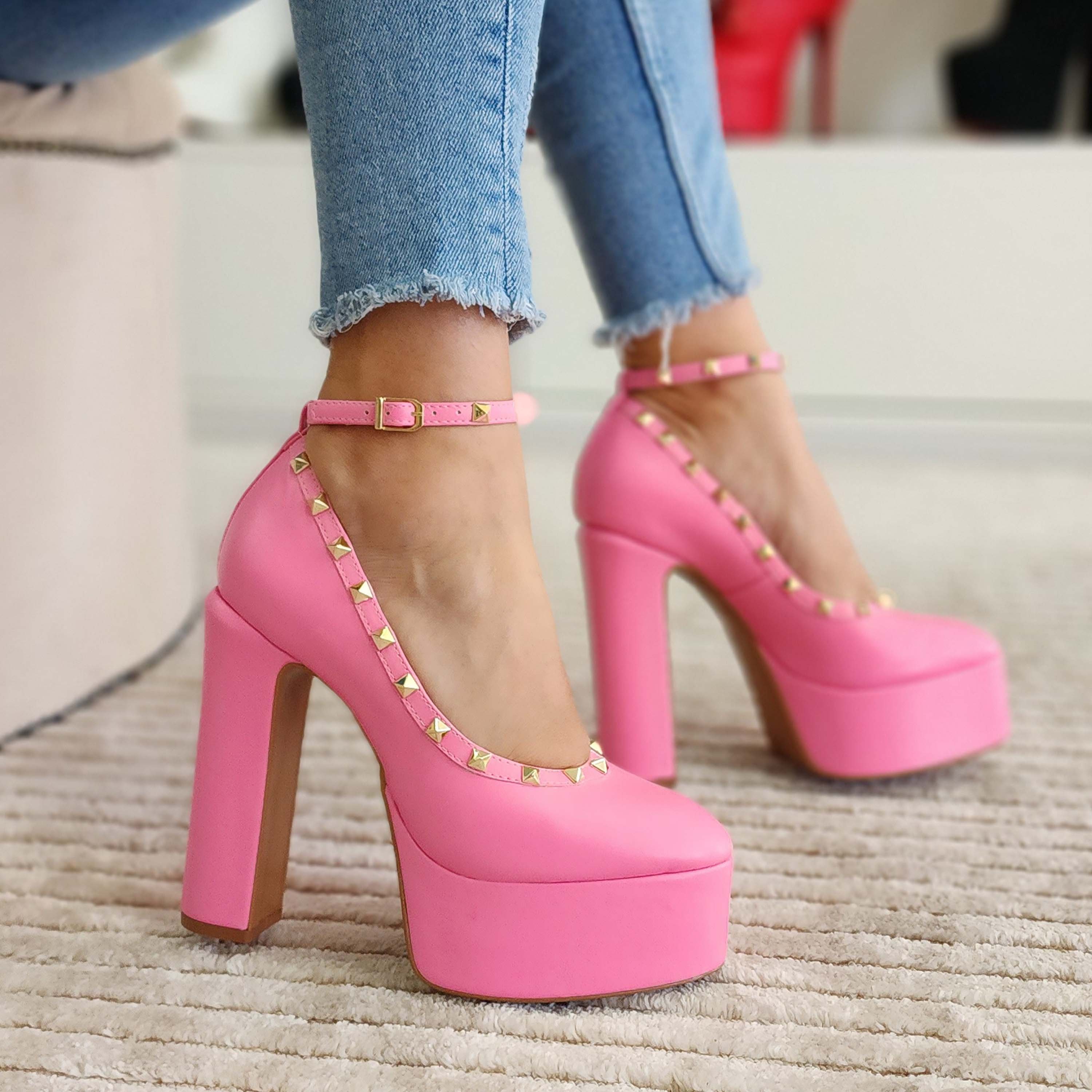 Scarpin Plataforma salto alto Pink | Divino Salto