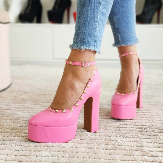 Scarpin Plataforma salto alto Pink | Divino Salto