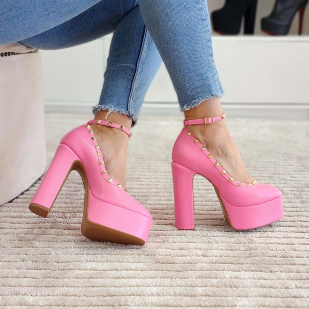 Scarpin Plataforma salto alto Pink | Divino Salto