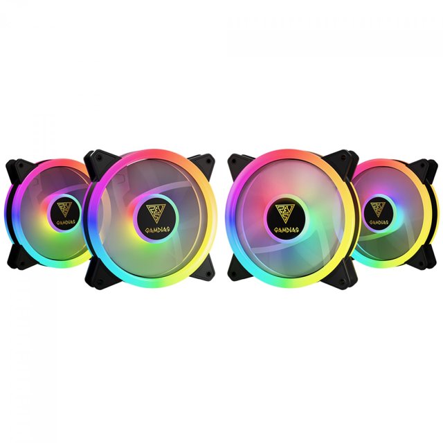 Kit Fan com 4 Unidades Gamdias Aeolus RGB Black 120mm Com Controlador ...