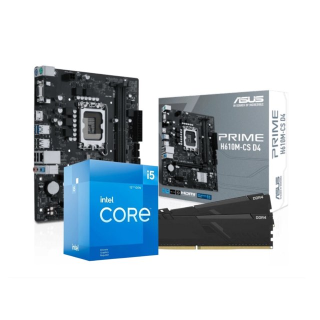 Kit Upgrade Intel i5 12400F, Placa Mãe Asus Prime H610M-CS, Memória RAM 16GB (2x8GB) 3200MHz ...